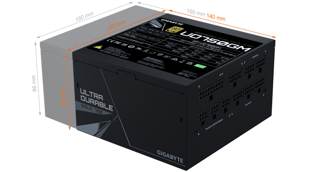 GIGABYTE UD750GM 750W 80 Plus Gold Full Modular Power Supply | Midas ...