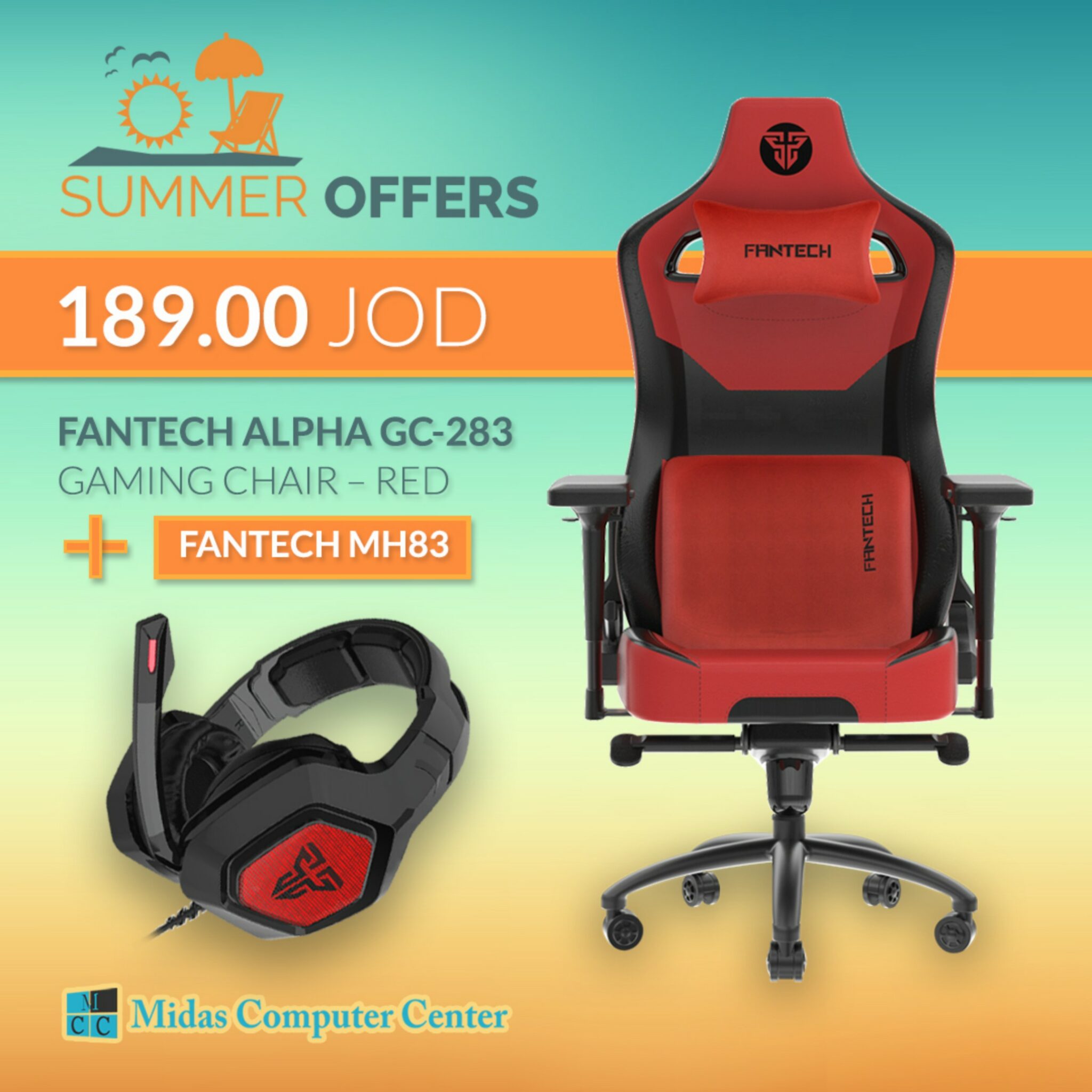 FANTECH ALPHA GC-283 GAMING CHAIR - RED | Ultimate Chair